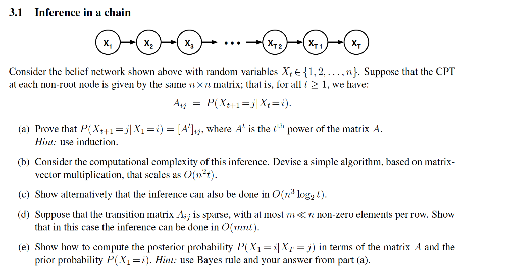 3.1 Inference in a chain T-2 T-1 Consider the belief | Chegg.com