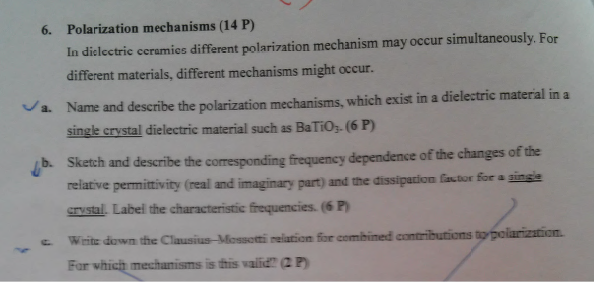 Solved 6. Polarization mechanisms (14 P) In dielectric | Chegg.com