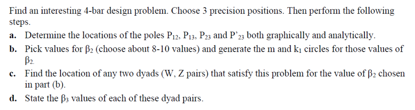 Find an interesting 4-bar design problem. Choose 3 | Chegg.com