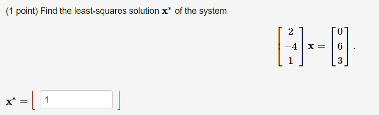 Solved (1 point) Find the least-squares solution x∗ of the | Chegg.com