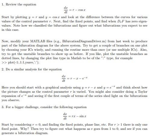 Solved In Matlab Bifurcdiagramdriver M This M File