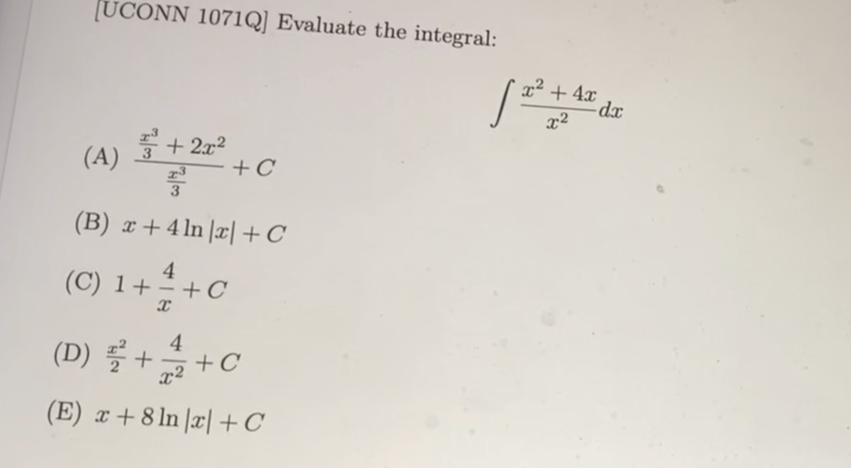 Solved [UCONN 1071Q] ﻿Evaluate the | Chegg.com