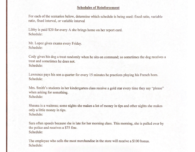 Solved For each of the scenarios below, determine which | Chegg.com