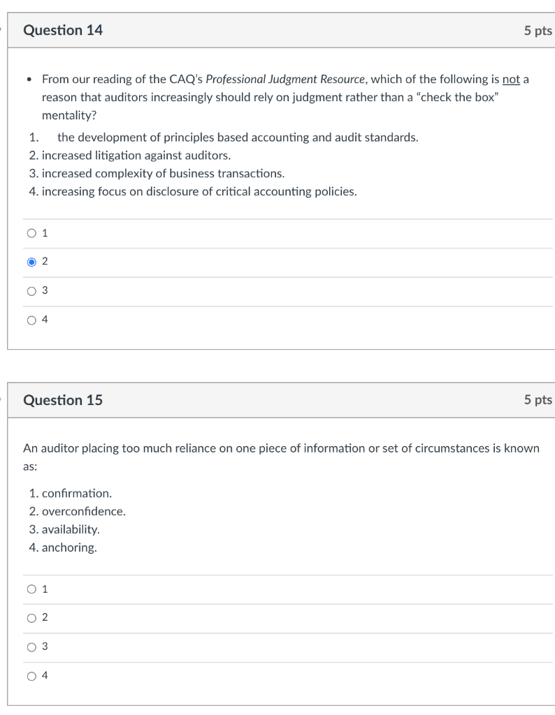 Solved Question 14 5 pts • From our reading of the CAQ's | Chegg.com