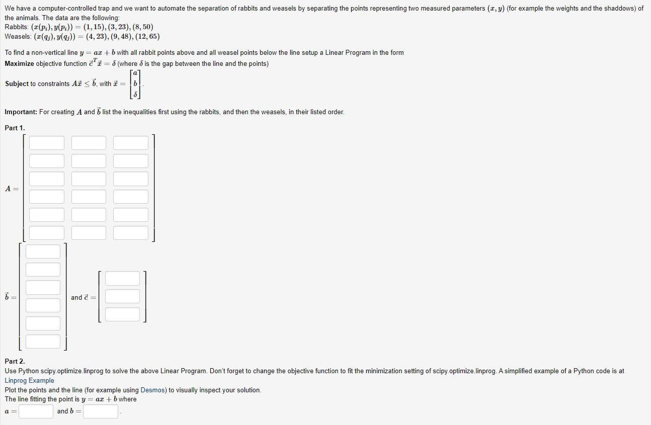 the animals. The data are the following: Rabbits: | Chegg.com