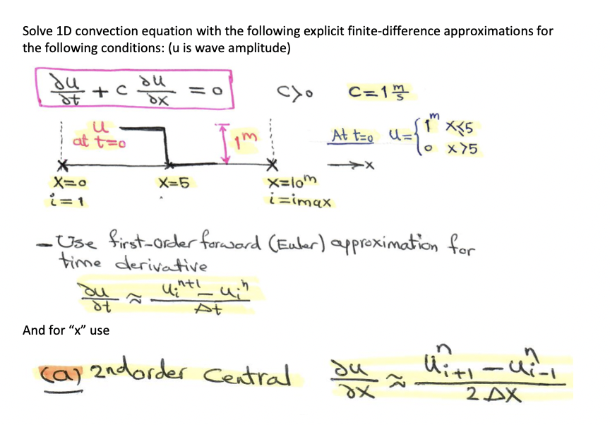 Solved Solve 1D convection equation with the following | Chegg.com