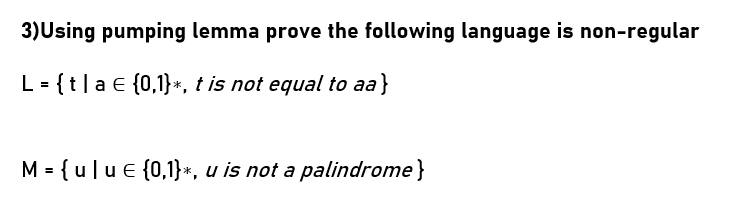 Solved 3) Using pumping lemma prove the following language | Chegg.com