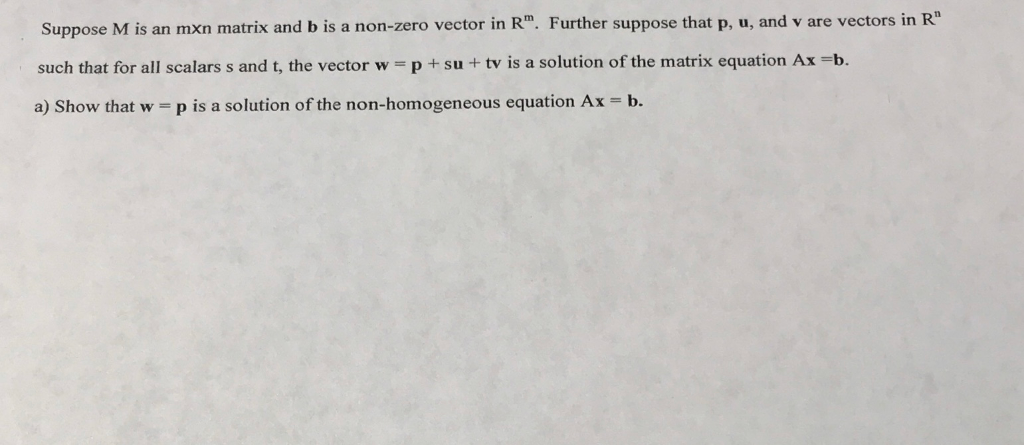 Solved Suppose M is an mxn matrix and b is a non-zero vector | Chegg.com