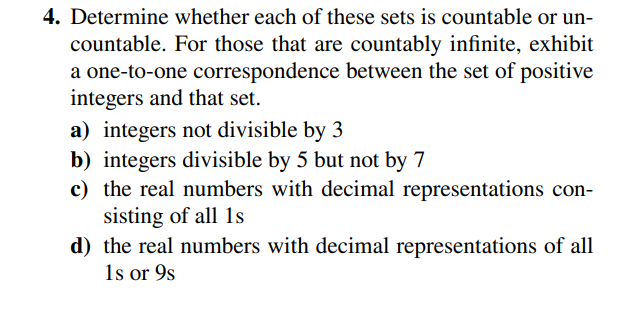 Solved 4. Determine whether each of these sets is countable | Chegg.com
