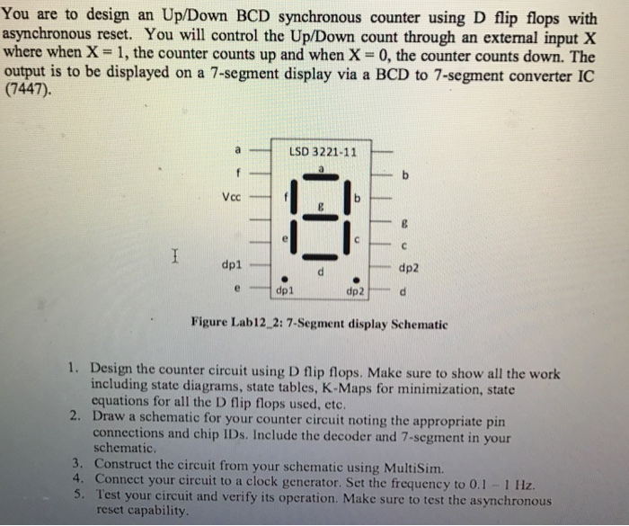 Solved You are to design an Up/Down BCD synchronous counter | Chegg.com