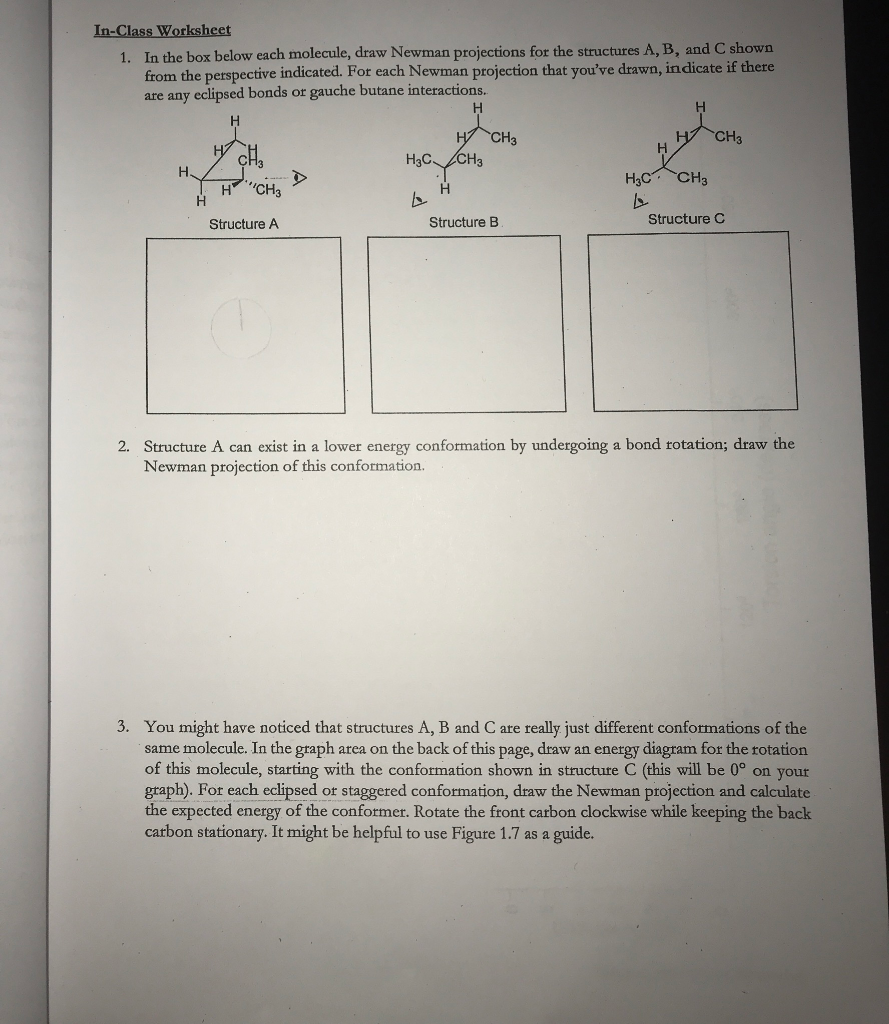Solved In-Class Worksheet In the box below each molecule, | Chegg.com