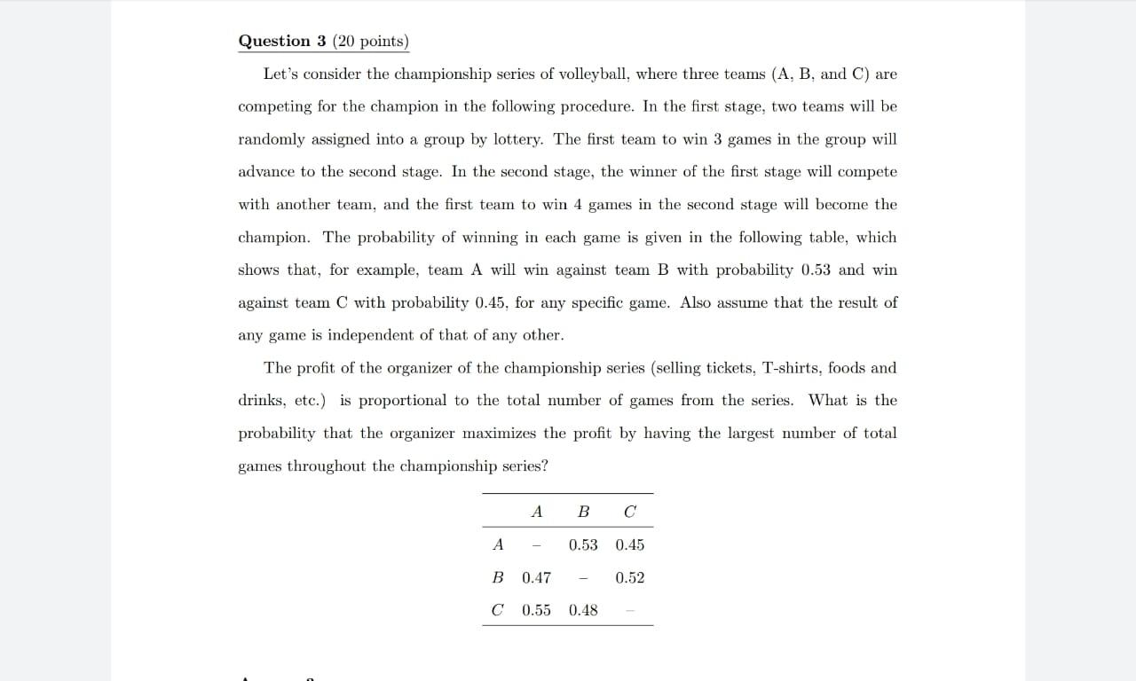 Question 3 (20 points) Let's consider the | Chegg.com