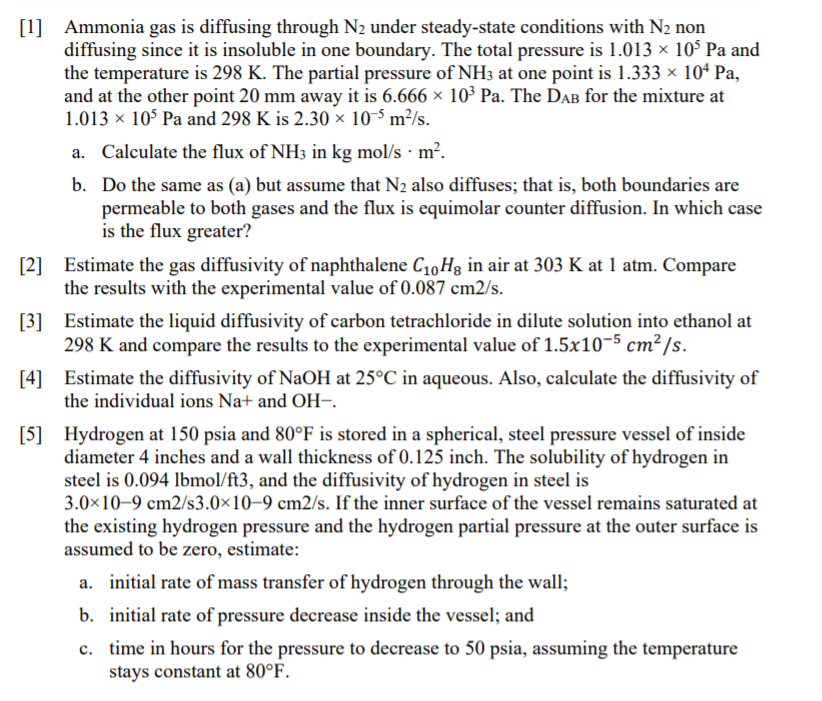 [] Ammonia gas is diffusing through N2 under | Chegg.com