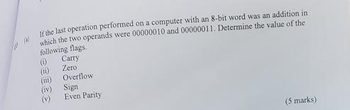 Solved (a) If the last operation performed on a computer | Chegg.com