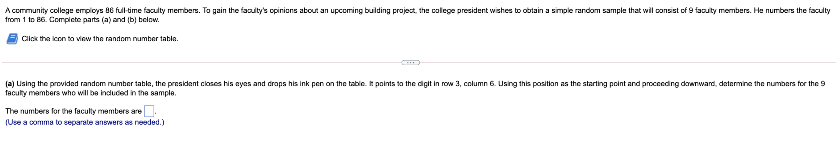 Solved Random numbers Row Number Random Numbers Column | Chegg.com
