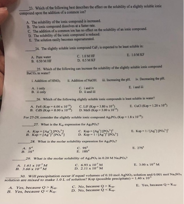 Solved 23. Which of the following best describes the effect | Chegg.com