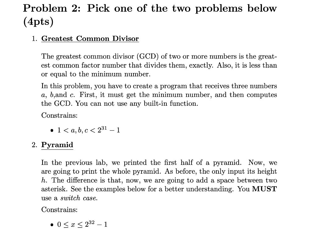 Solved Problem 2: Pick one of the two problems below (4pts) | Chegg.com