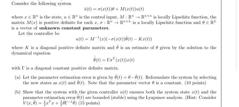 Solved Consider the following system | Chegg.com