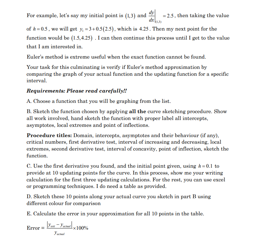 MCV4U Culminating Project - Calculus This project | Chegg.com