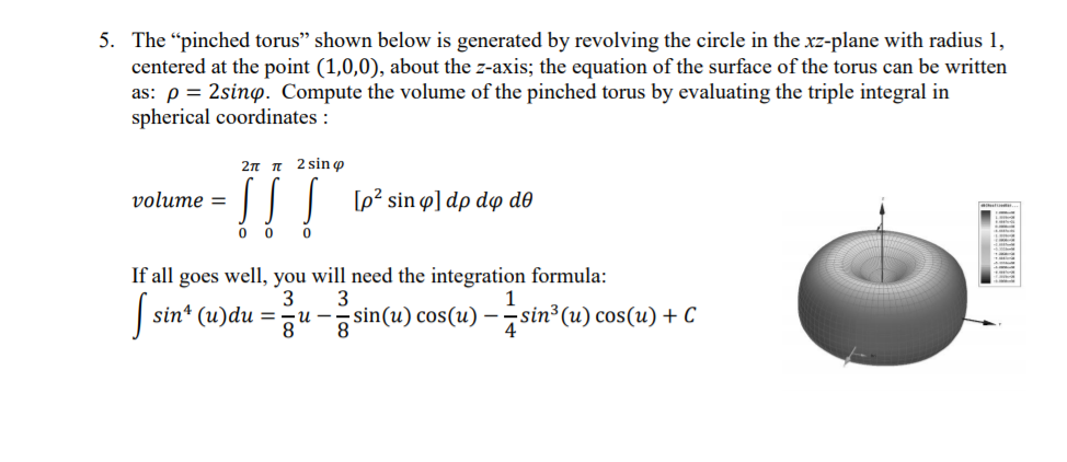 Solved 5. The "pinched torus” shown below is generated by | Chegg.com