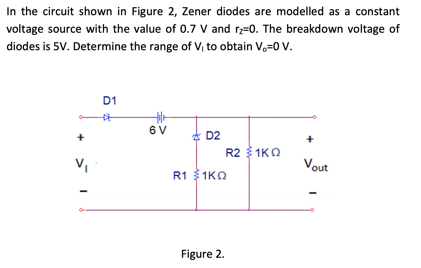 Solved In the circuit shown in Figure 2, Zener diodes are | Chegg.com