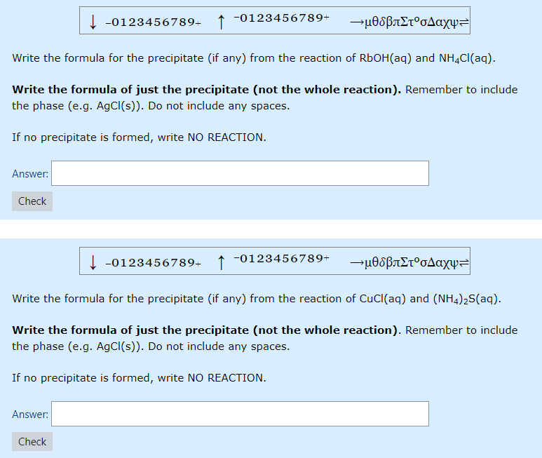 Solved Write the formula for the precipitate (if any) from | Chegg.com