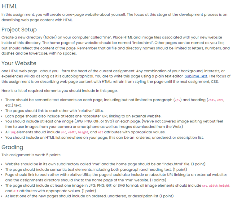 Solved USING SUBLIME COMPLETE THE FOLLOWING PROJECT TASKS | Chegg.com