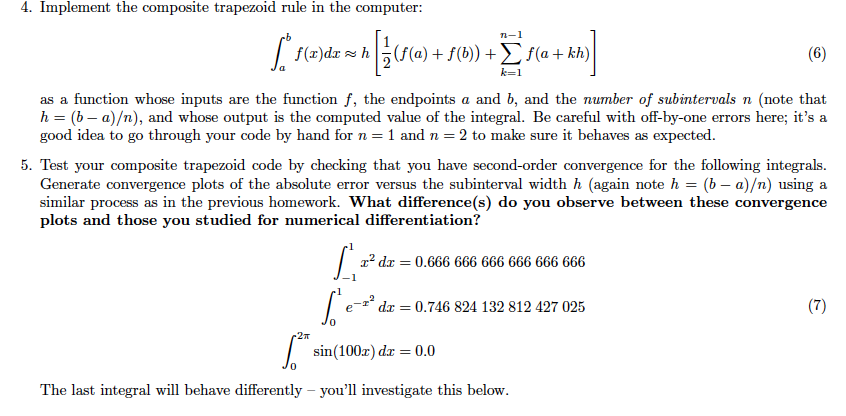 Solved 4. Implement the composite trapezoid rule in the | Chegg.com