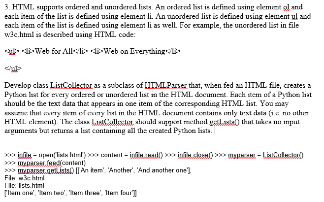 Solved In Oython3 HTML Supports Ordered And Unordered Li