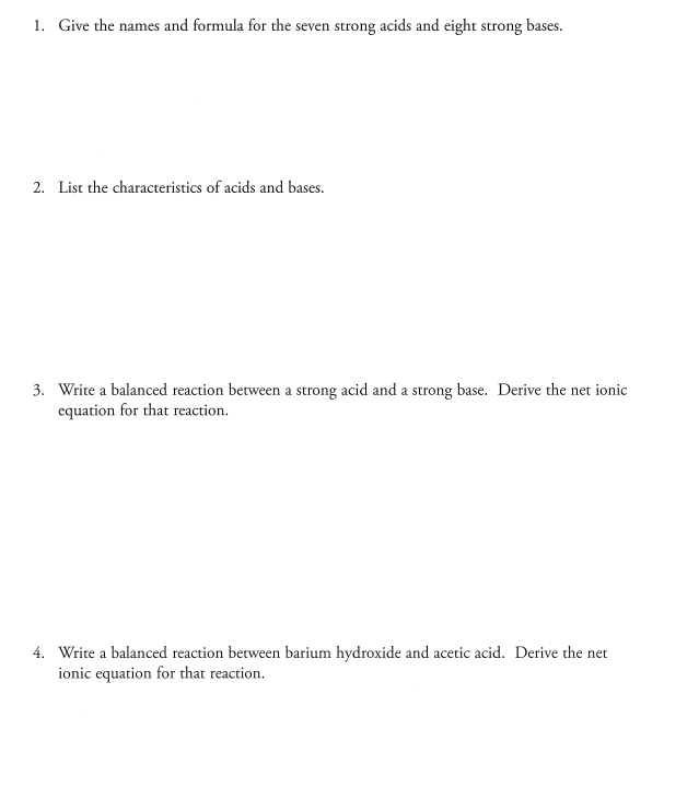 Solved 1. Give the names and formula for the seven strong | Chegg.com
