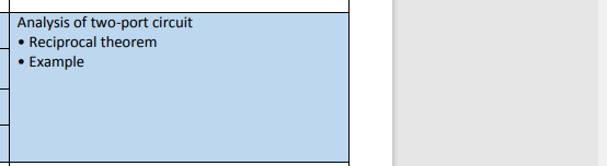 Solved Analysis of two-port circuit • Reciprocal theorem • | Chegg.com