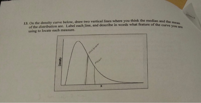 Solved the density curve below, draw two vertical lines | Chegg.com