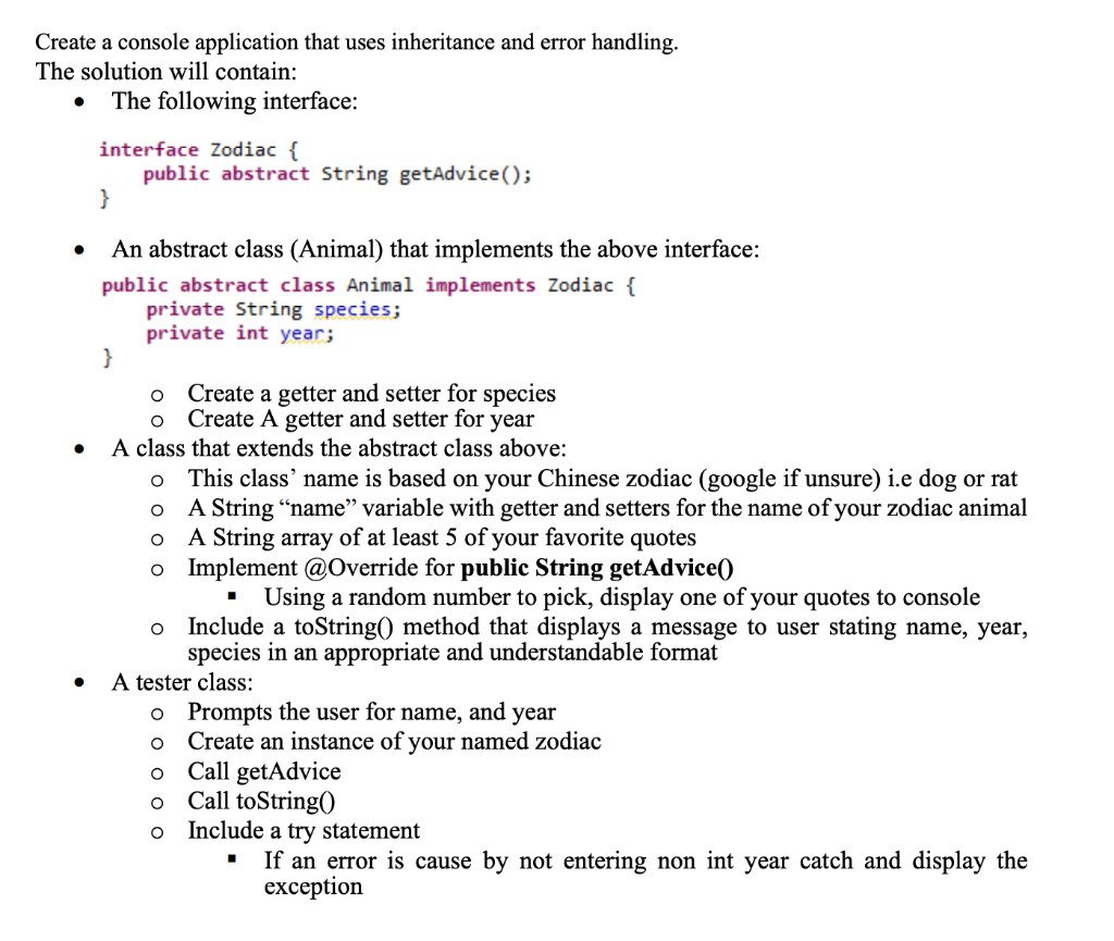 Solved Create a console application that uses inheritance | Chegg.com