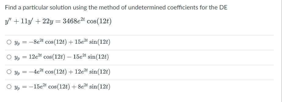 Solved Find a particular solution using the method of | Chegg.com