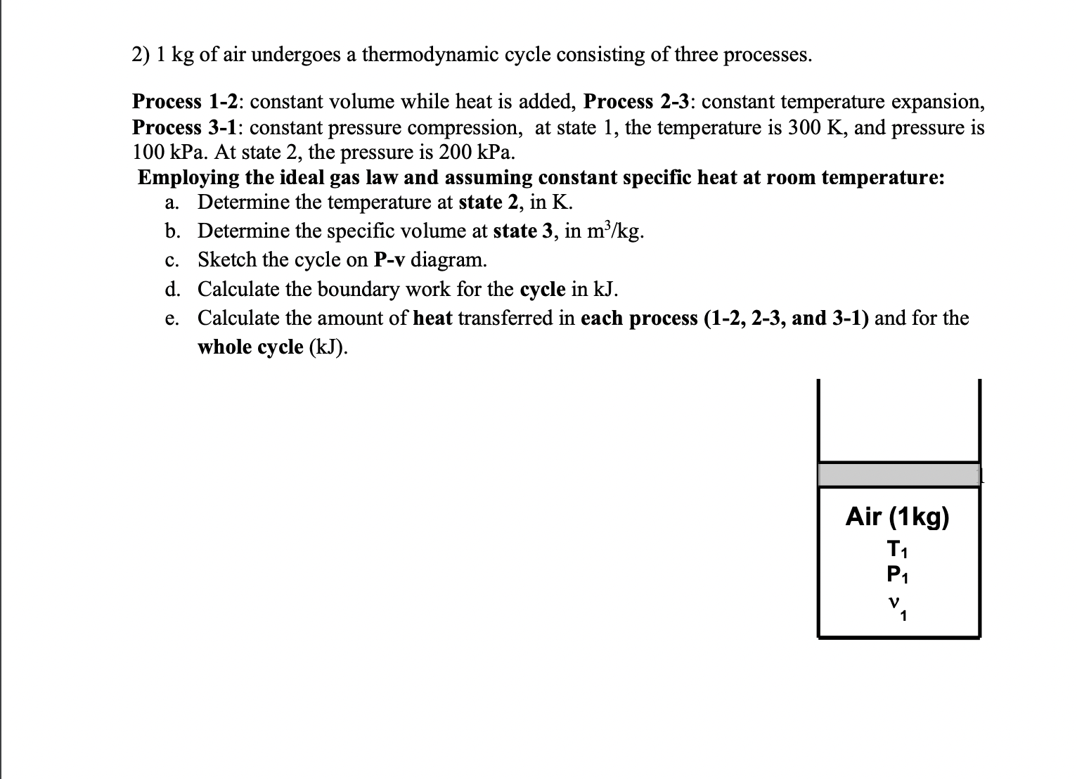 1kg of air undergoes a thermodynamic cycle consisting | Chegg.com