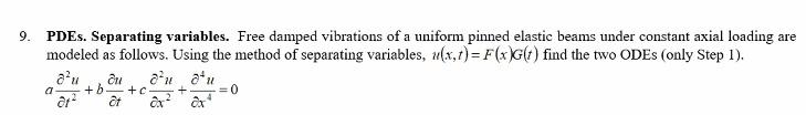 Solved 9. PDEs. Separating variables. Free damped vibrations | Chegg.com