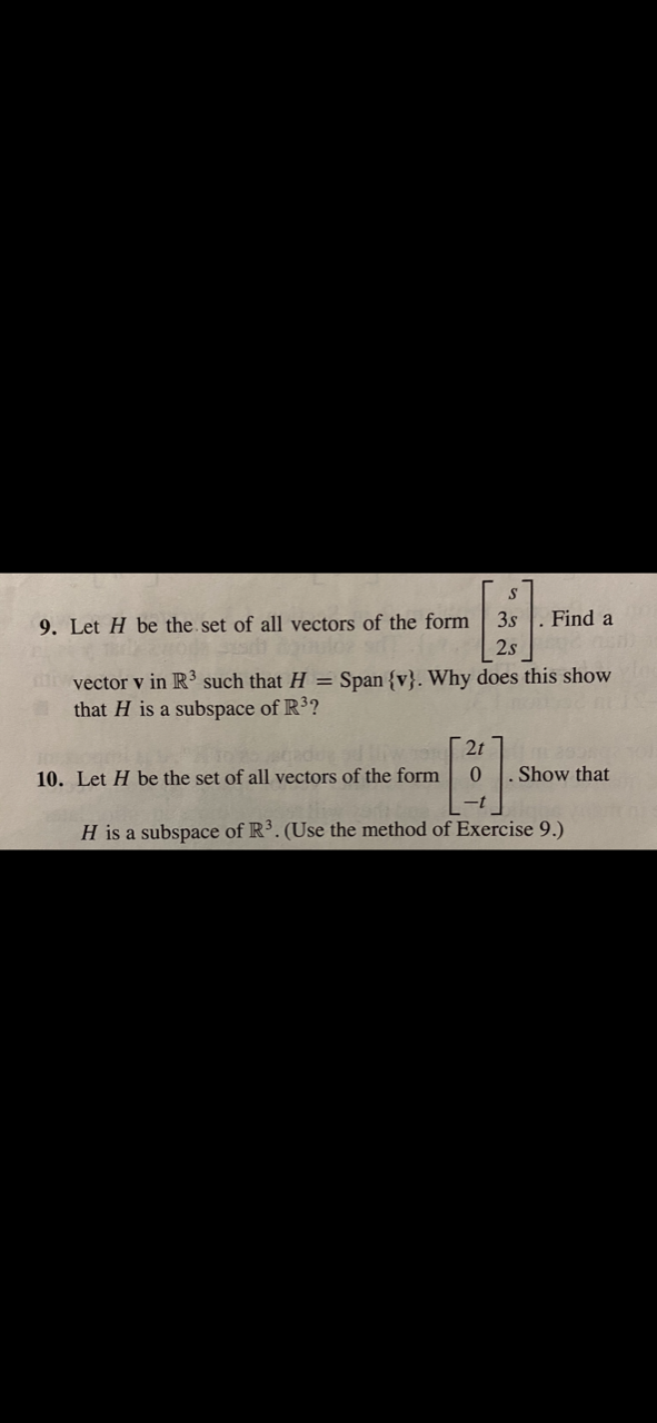 Solved Is 9. Let H be the set of all vectors of the form 3s | Chegg.com