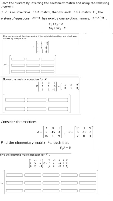 Solved Solve The System By Inverting The Coefficient Matrix