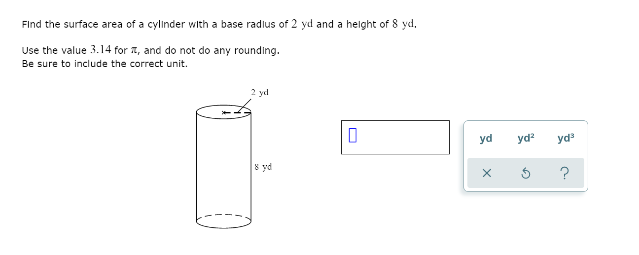 Solved Find the surface area of a cylinder with a base | Chegg.com