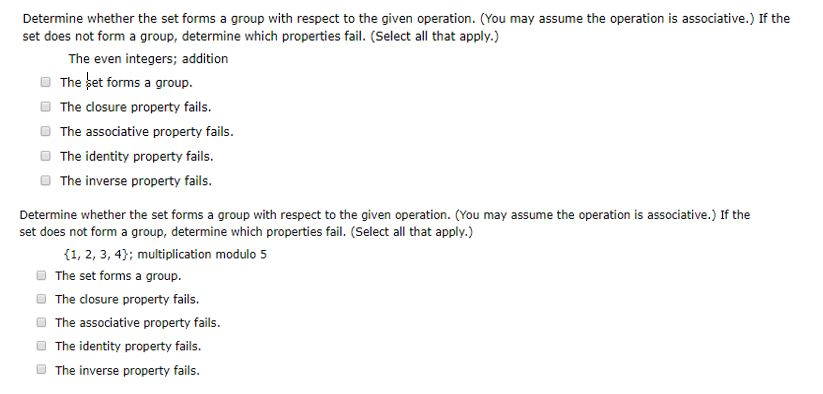 Solved Determine whether the set forms a group with respect | Chegg.com