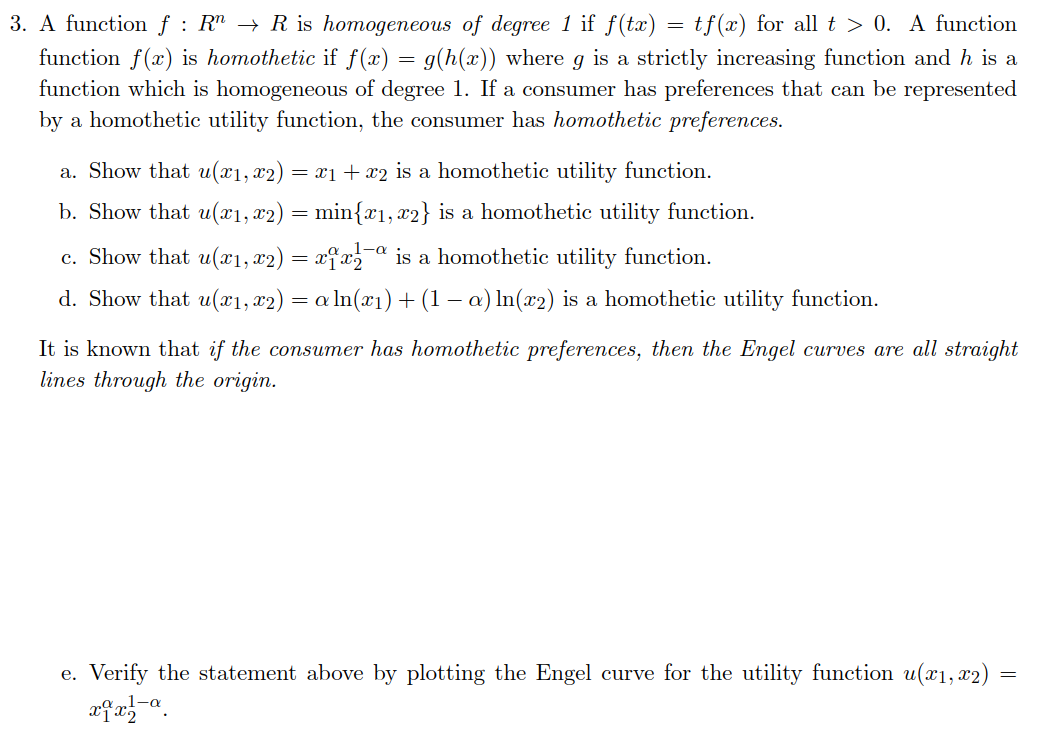 Solved A function f:Rn→R is ﻿homogeneous of ﻿degree | Chegg.com