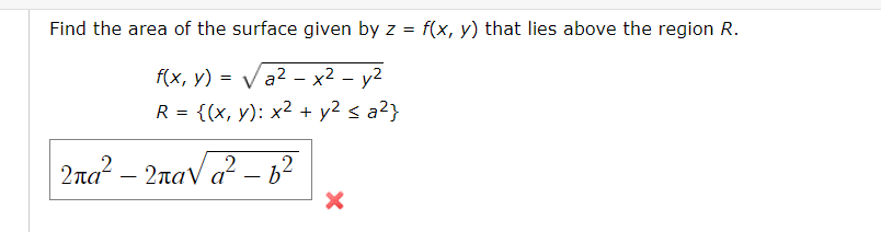 Solved Find The Area Of The Surface Given By Z F X Y