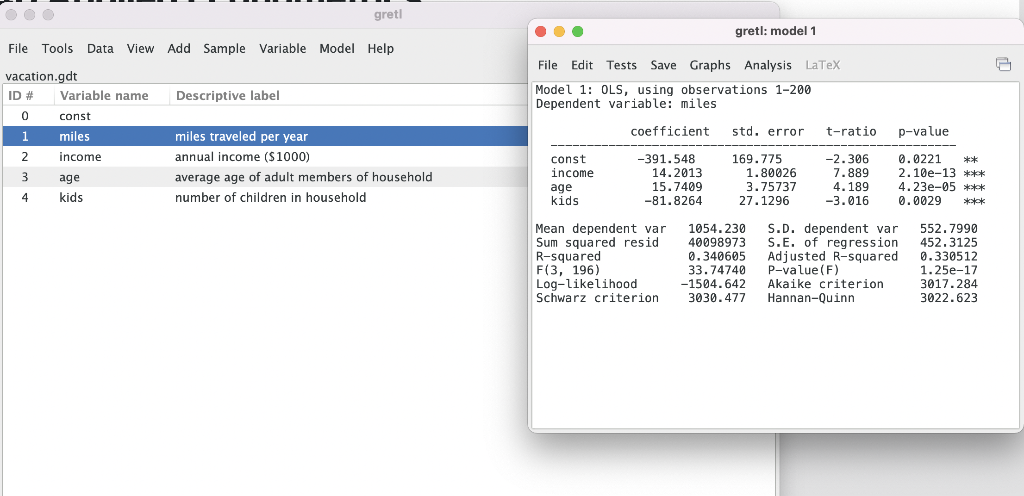 Solved This file contains data on the travel behaviour of a | Chegg.com