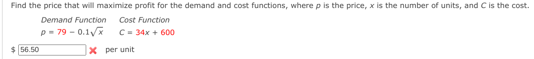Solved Find the price that will maximize profit for the | Chegg.com