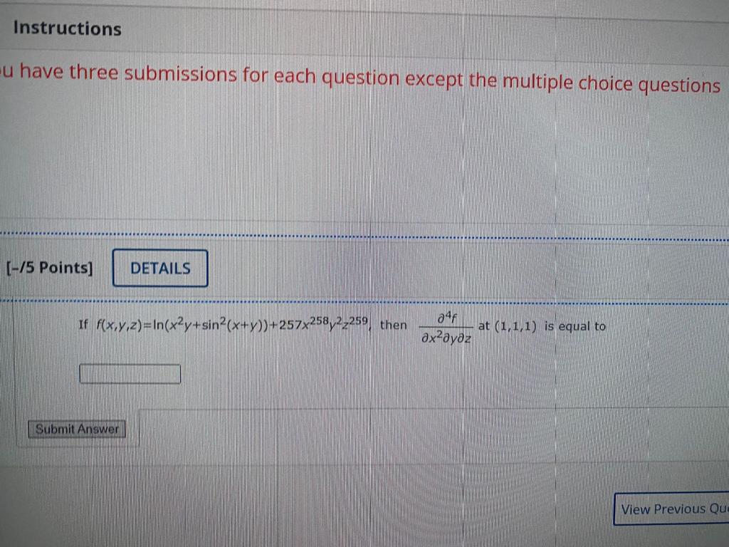 Solved u have three submissions for each question except the | Chegg.com