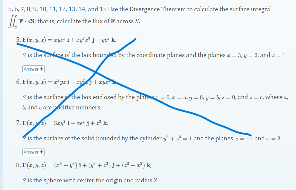 Solved 5,6,7,8,9,10,11,12,13,14, and 15 Use the Divergence | Chegg.com
