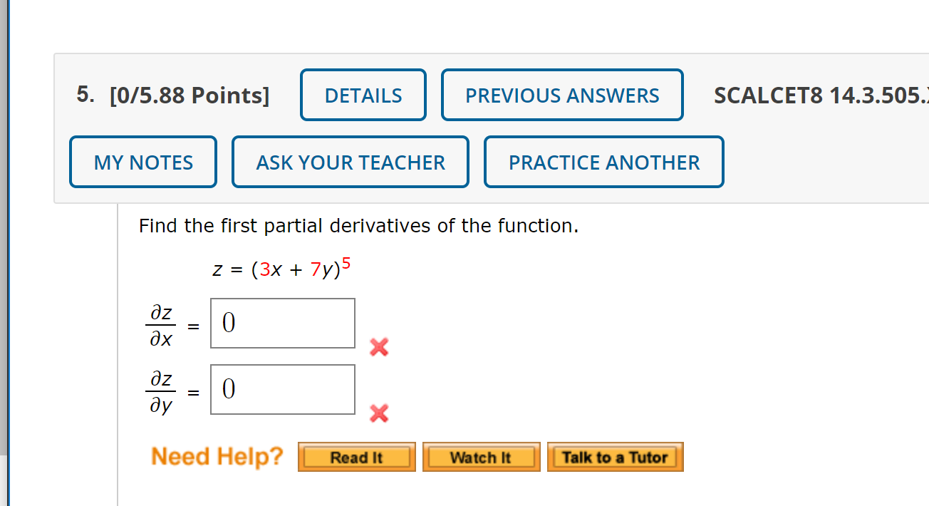 Solved 5. [0/5.88 Points] DETAILS PREVIOUS ANSWERS SCALCET8 | Chegg.com