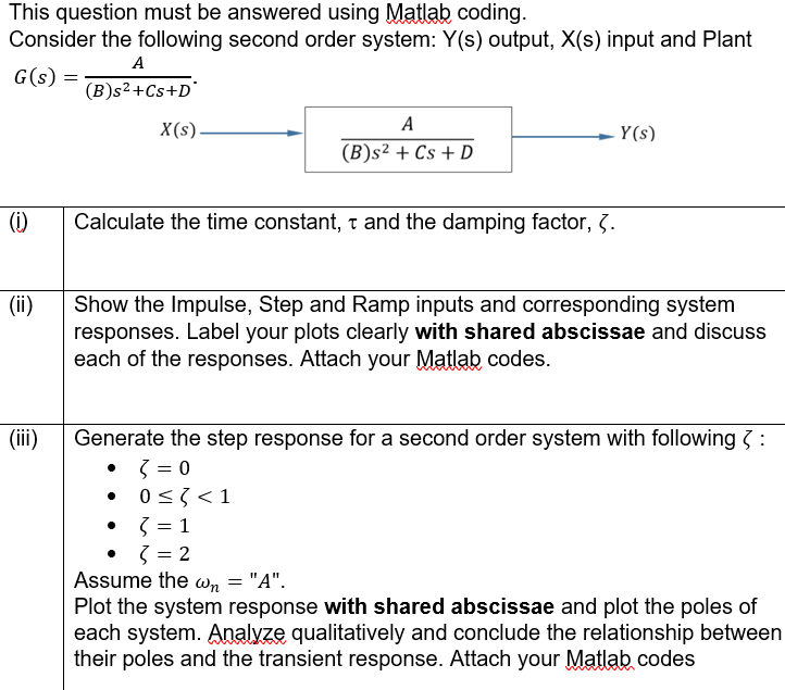 Solved This question must be answered using Matlab coding. | Chegg.com