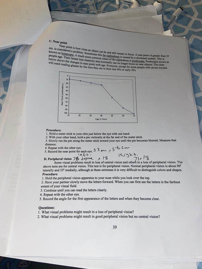 Solved C. Near point Near point is how close an object can | Chegg.com