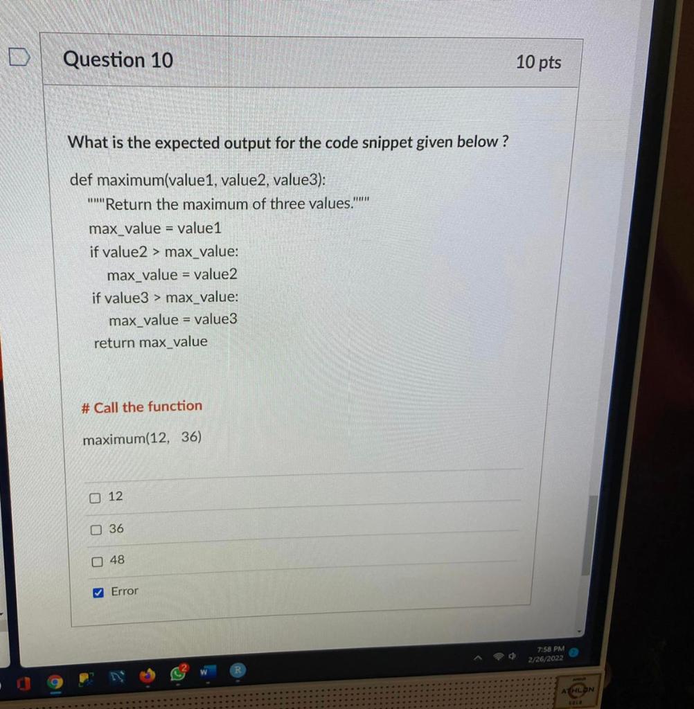 Solved Question 10 10 pts What is the expected output for | Chegg.com